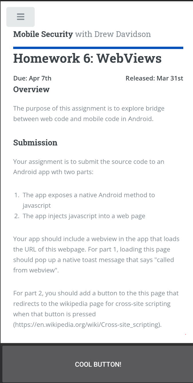 EECS 687/787 - Mobile Security with Drew Davidson